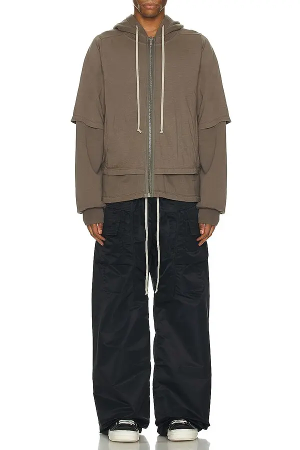Rick Owens Zipped Hustler Hoodie In Brown In Dust - 55% Off