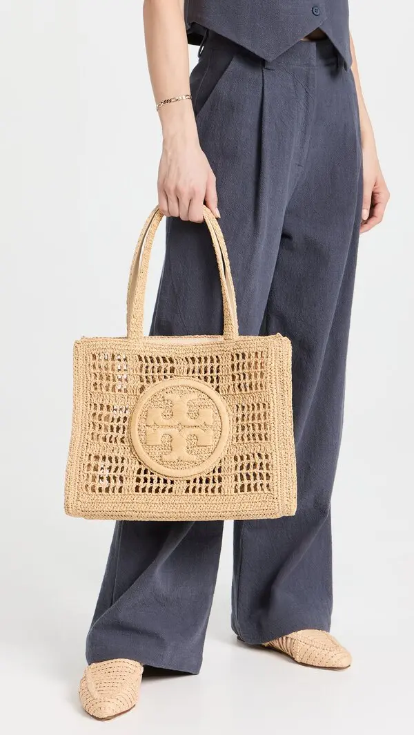 Tory Burch Ella Hand Crocheted Small Tote - Natural