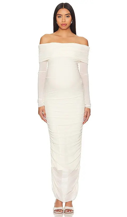 BUMPSUIT Off The Shoulder Mesh Dress - White