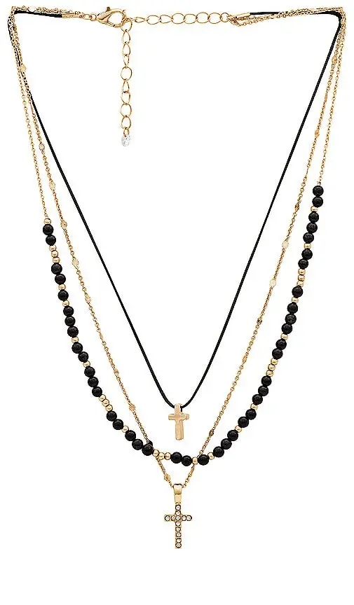 8 Other Reasons Cross Layered Necklace - Black