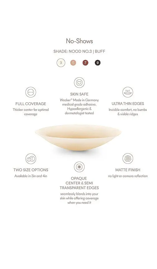 NOOD No-show Reusable Round Nipple Covers 3 Inch In Nude - No. 3