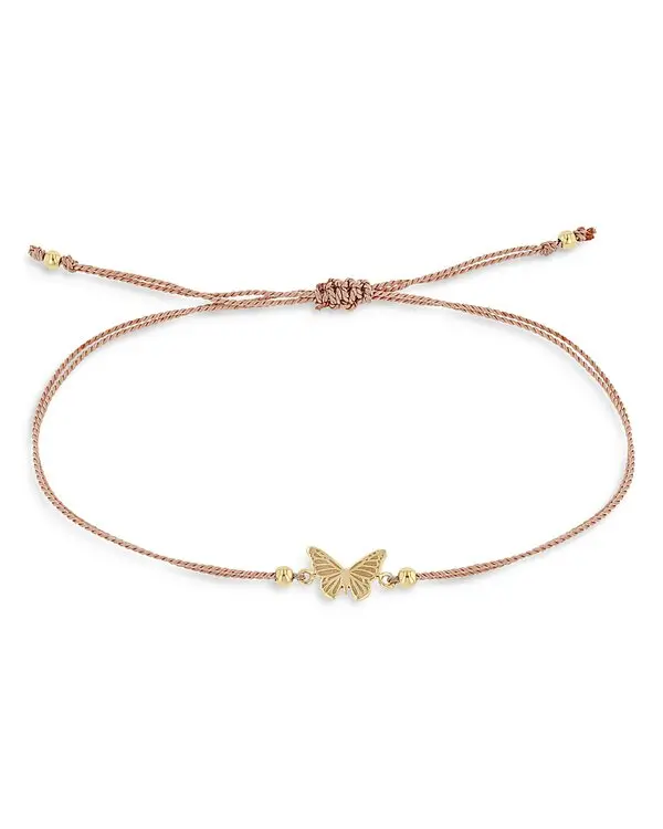 Zoe Chicco 14k Yellow Gold Bitty Butterfly Cord Bracelet - Gold/pink
