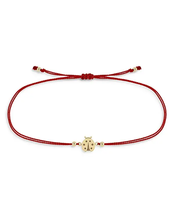 Zoe Chicco 14k Yellow Gold Ladybug Cord Bracelet - Gold/red