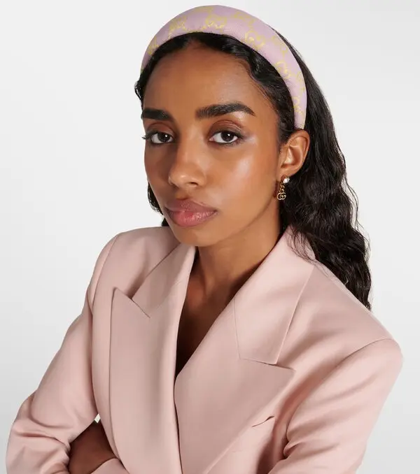 Gucci Pink Canvas GG Monogram Padded Headband Gucci Pink GG Monogram Canvas Headband For Sale at 1stDibs main image 3