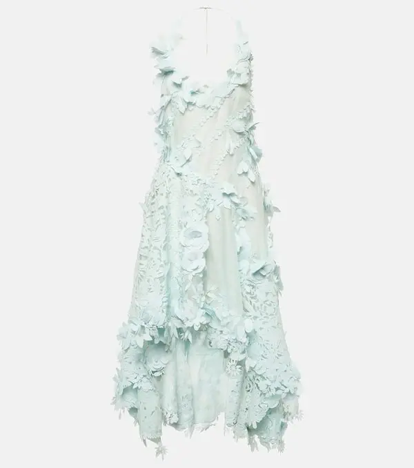 Zimmermann Natura Linen And Silk Organza Midi Dress In Blue - 30% Off |  Editorialist