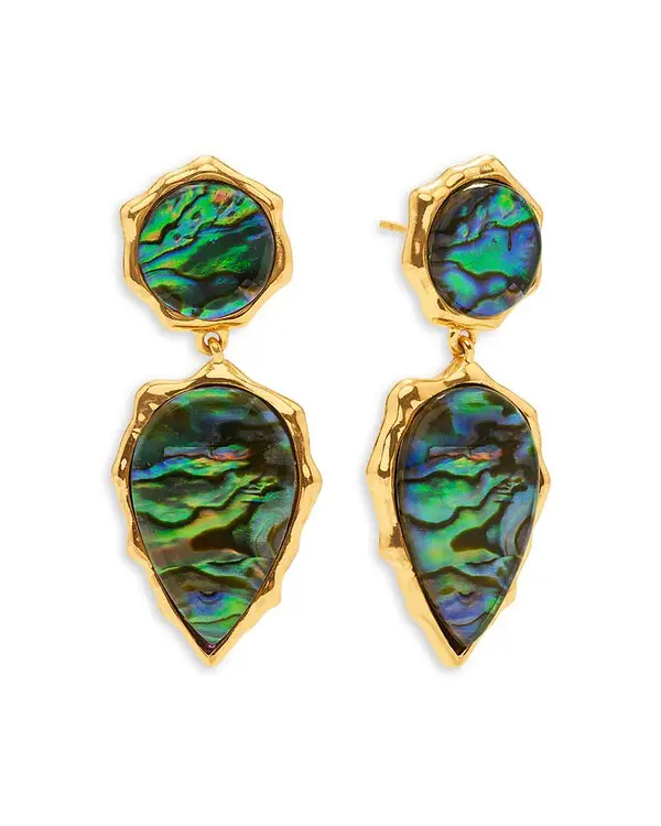 CAPUCINE DE WULF Aurora Double Drop Earrings - Blue/gold