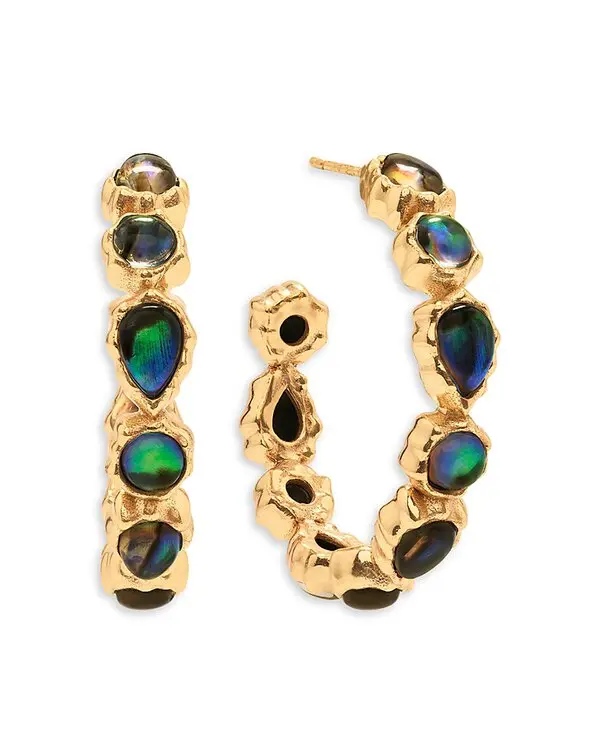 CAPUCINE DE WULF Aurora Medium Hoop Earrings - Blue/gold