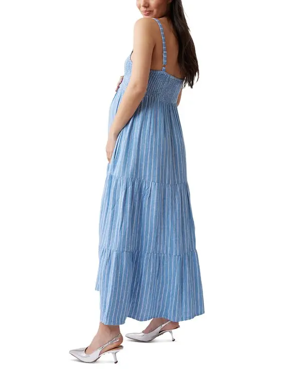 Ingrid & Isabel® Maternity Smocked Maxi Dress In Blue/White Stripe - 25%  Off