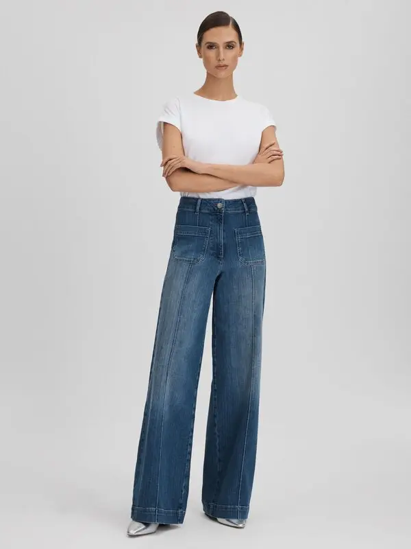 REISS Kira Front Pocket Wide Leg Jeans
