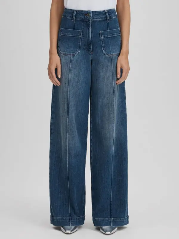 REISS Kira Front Pocket Wide Leg Jeans