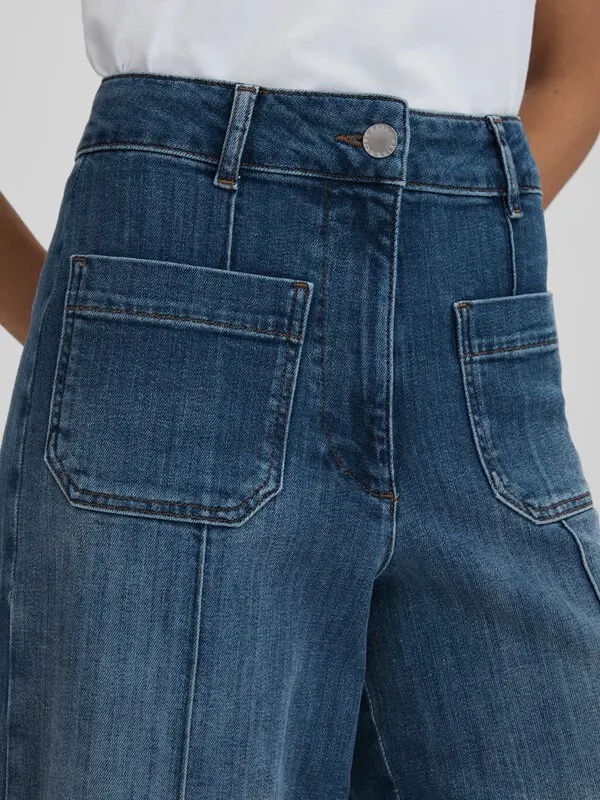 REISS Kira Front Pocket Wide Leg Jeans