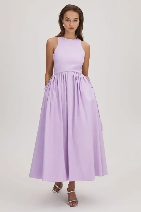 Florere Side Tie Midi Dress In Lilac - 70% Off | Editorialist