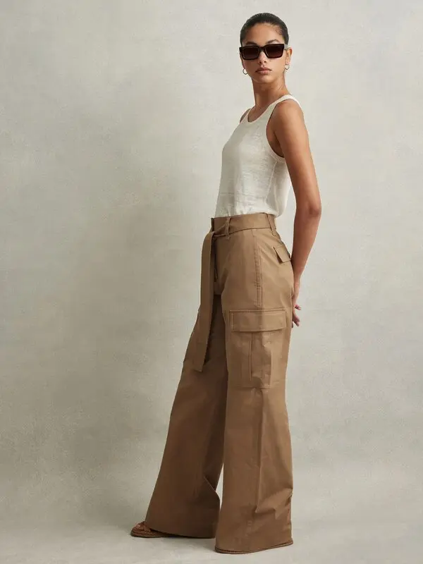 REISS Malia Cotton-blend Cargo Trousers