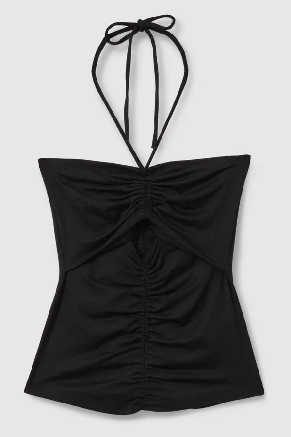 REISS Solare Ruched Halterneck Top