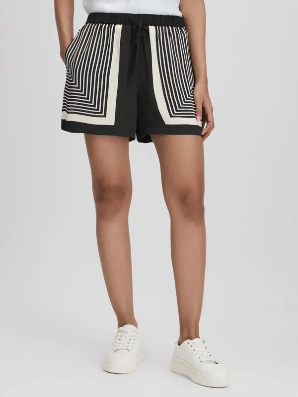 REISS Lilia Printed Drawstring Shorts
