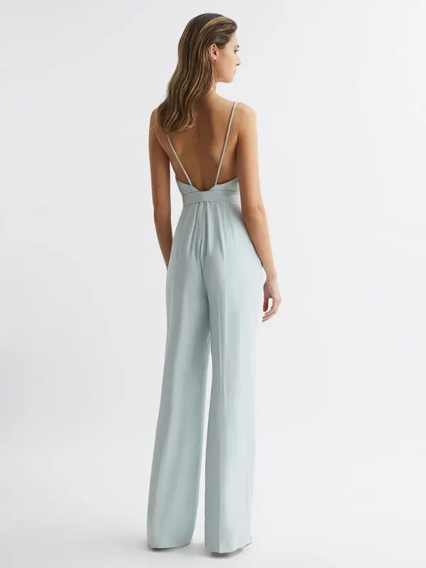REISS Irina Embellished Wide Leg Jumpsuit