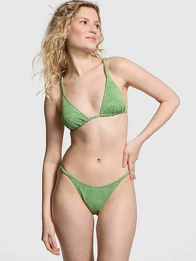 Pink Scrunchie String Bikini Bottom - Green