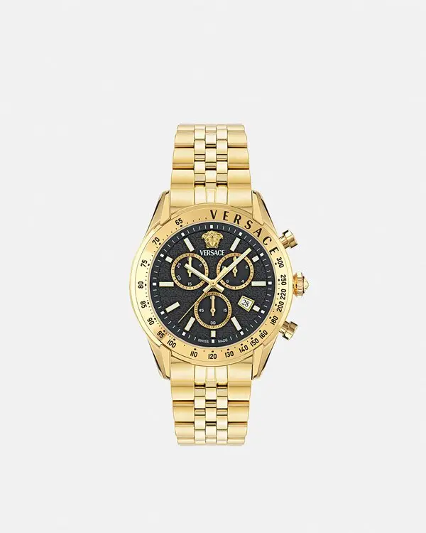 Versace Chronograph Bracelet Watch - Black+gold