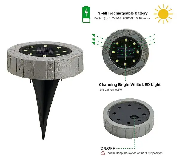 GLITZHOME 5.25' S/4 Solar Powered Disk Pathway