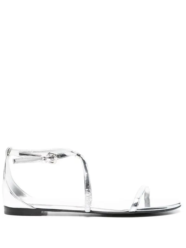 Alexander McQueen Metallic Leather Sandals - Silver