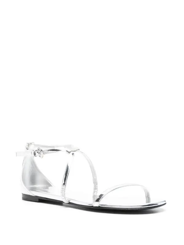 Alexander McQueen Metallic Leather Sandals - Silver