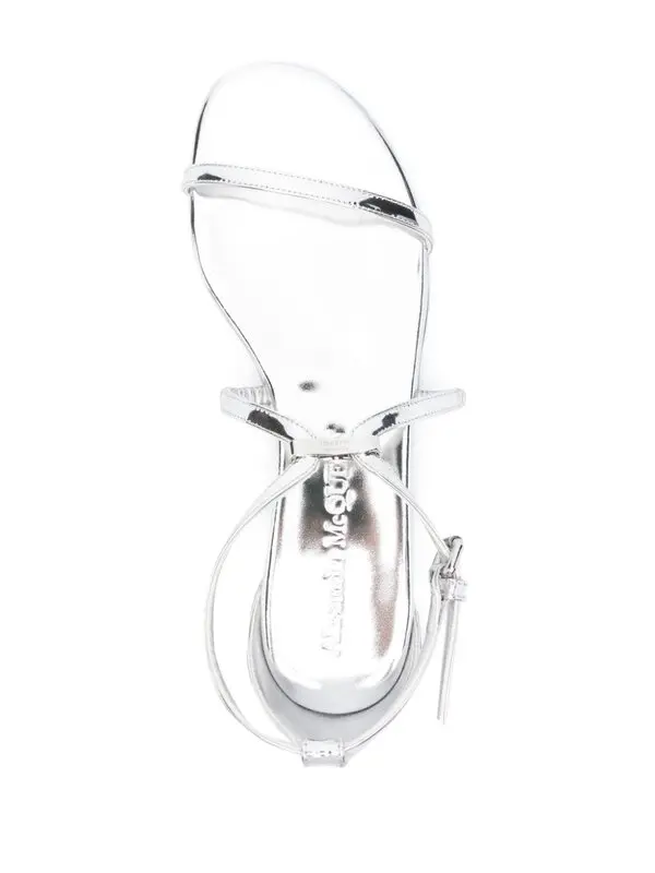 Alexander McQueen Metallic Leather Sandals - Silver