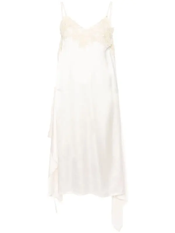 Plan C Floral-lace Satin Slip Dress - Neutrals