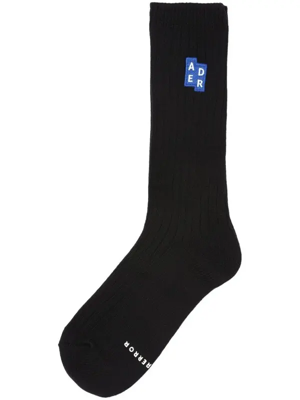 ADER ERROR Trs Tag Ribbed Calf Socks - Black