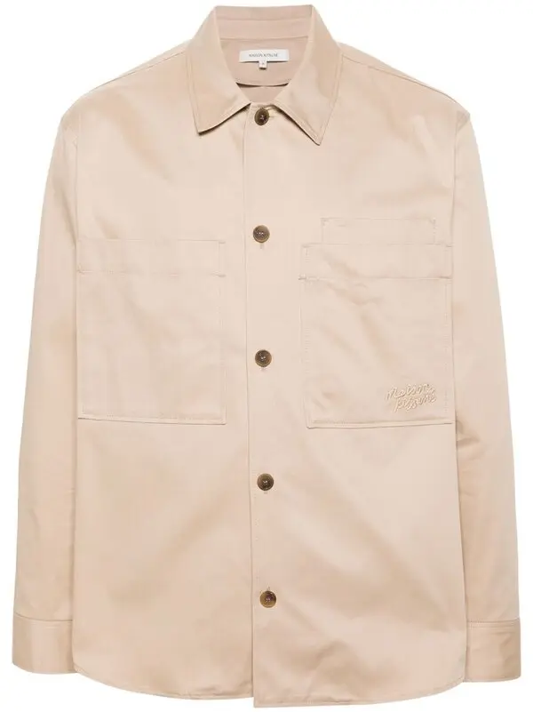Maison Kitsuné Button-up Cotton Overshirt - Neutrals