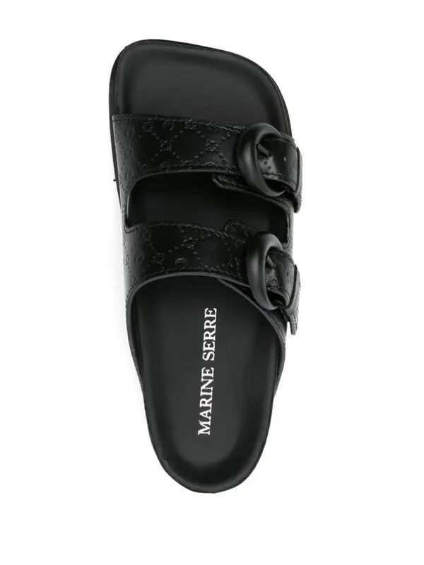 MARINE SERRE Moonogram-embossed Leather Slides