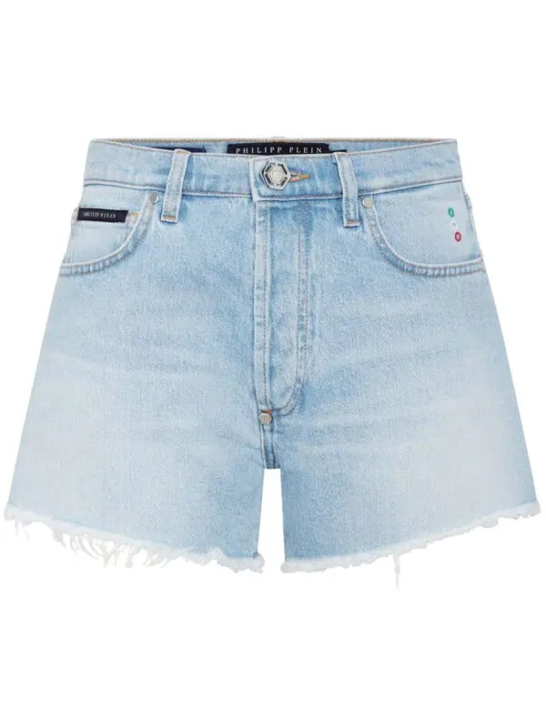 Philipp Plein Logo Appliqué Denim Mini Shorts
