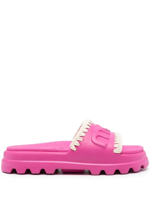 Mou Eva Logo-embossed Slides - Pink
