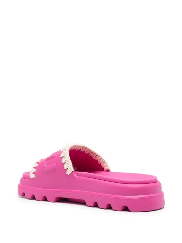 Mou Eva Logo-embossed Slides - Pink