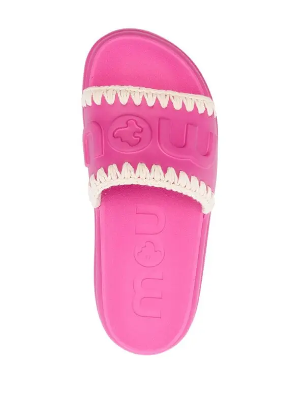 Mou Eva Logo-embossed Slides - Pink