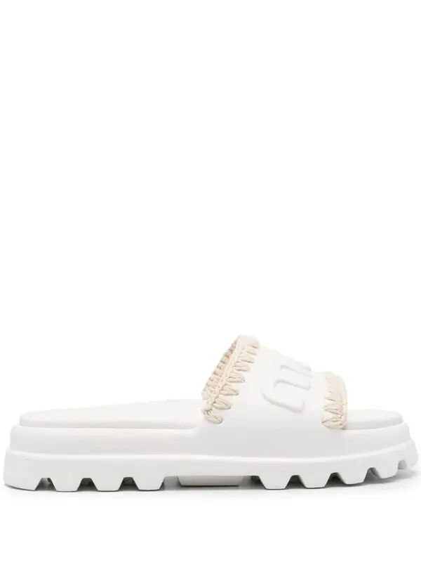 Mou Eva Logo-embossed Slides - White