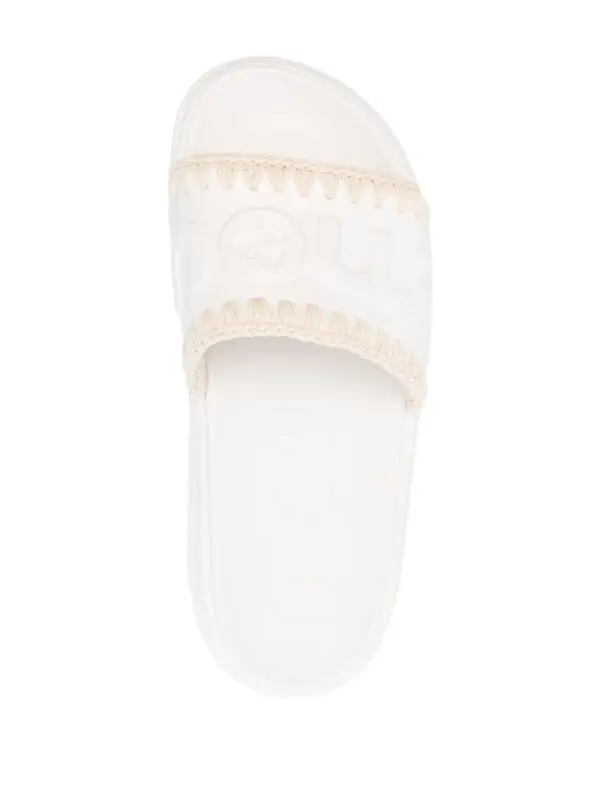 Mou Eva Logo-embossed Slides - White