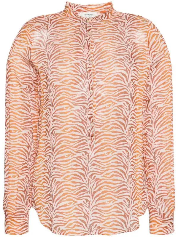 FORTE_FORTE Zebra-print Cotton-blend Blouse