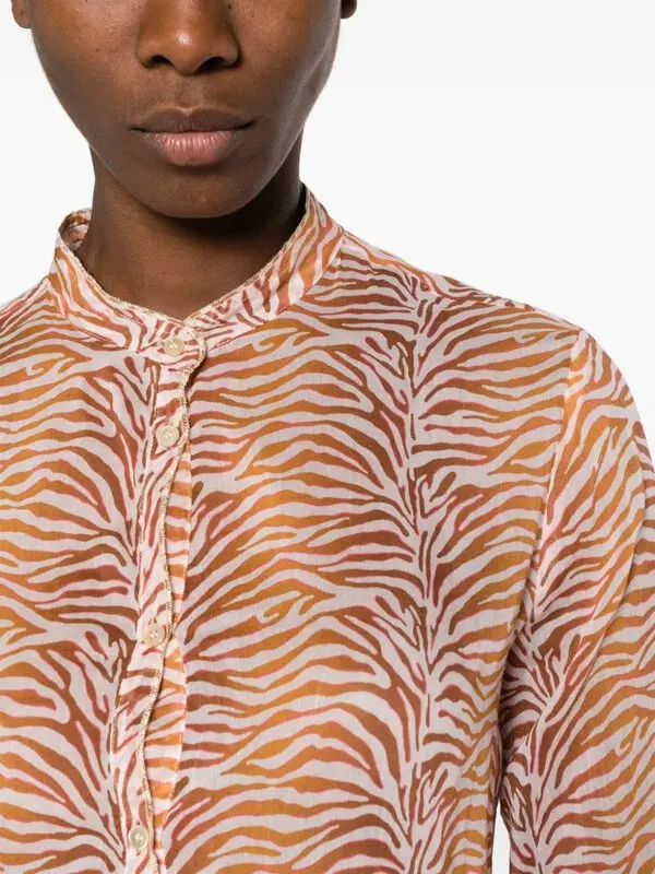 FORTE_FORTE Zebra-print Cotton-blend Blouse