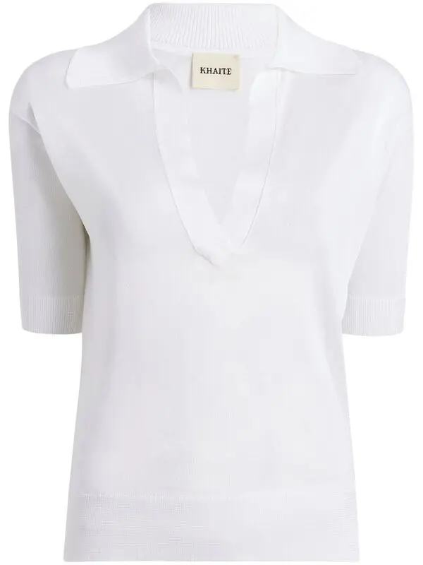 Khaite The Julita V-neck Polo Top - White