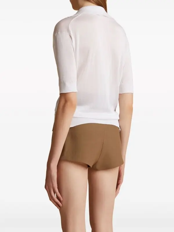 Khaite The Julita V-neck Polo Top - White