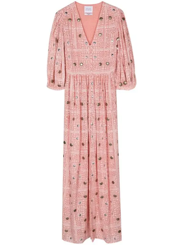 HAYLEY MENZIES Stud-embellished Printed Midi Dress