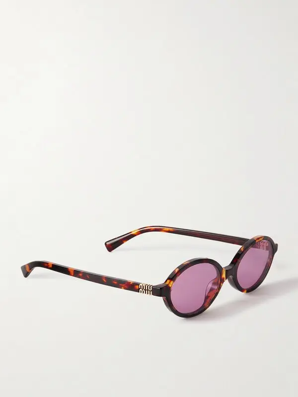 Miu Miu Oval-frame Sunglasses - Tortoiseshell