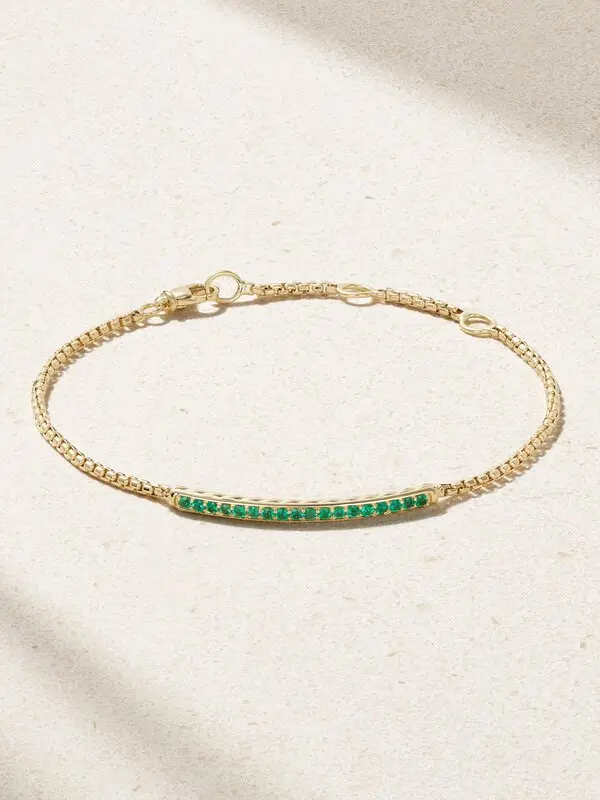 David Yurman Petite Pavé 18-karat And Emerald Bracelet - Gold