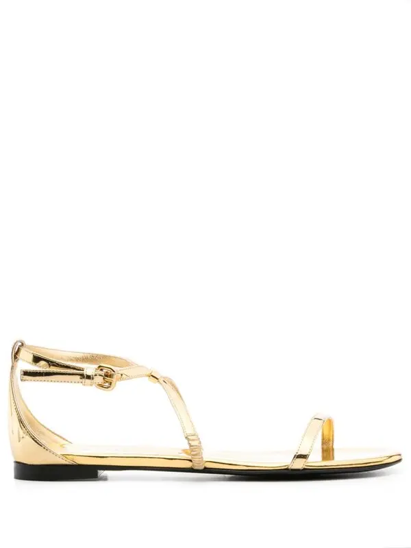 Alexander McQueen Logo-plaque Metallic Sandals