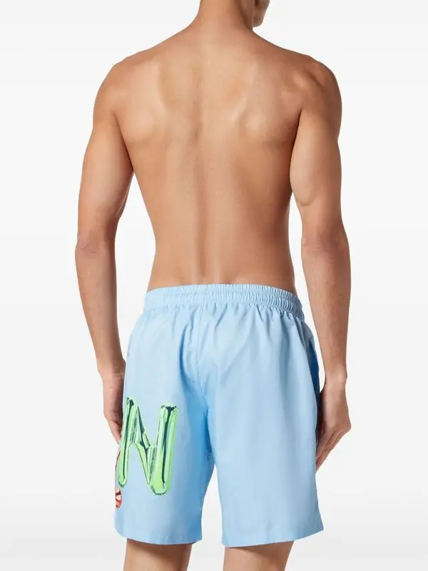 Philipp Plein Bombing Graffiti Swim Shorts - Blue
