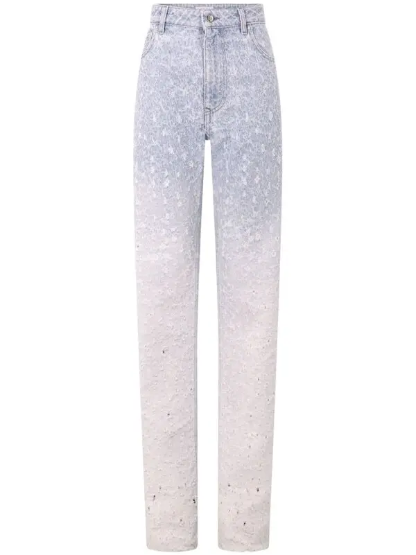 Rabanne Distressed Ombré Straight-leg Jeans - Blue