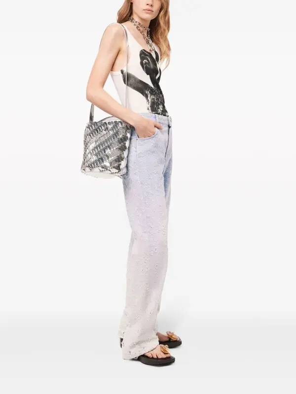 Rabanne Distressed Ombré Straight-leg Jeans - Blue