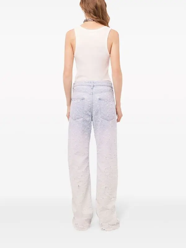 Rabanne Distressed Ombré Straight-leg Jeans - Blue