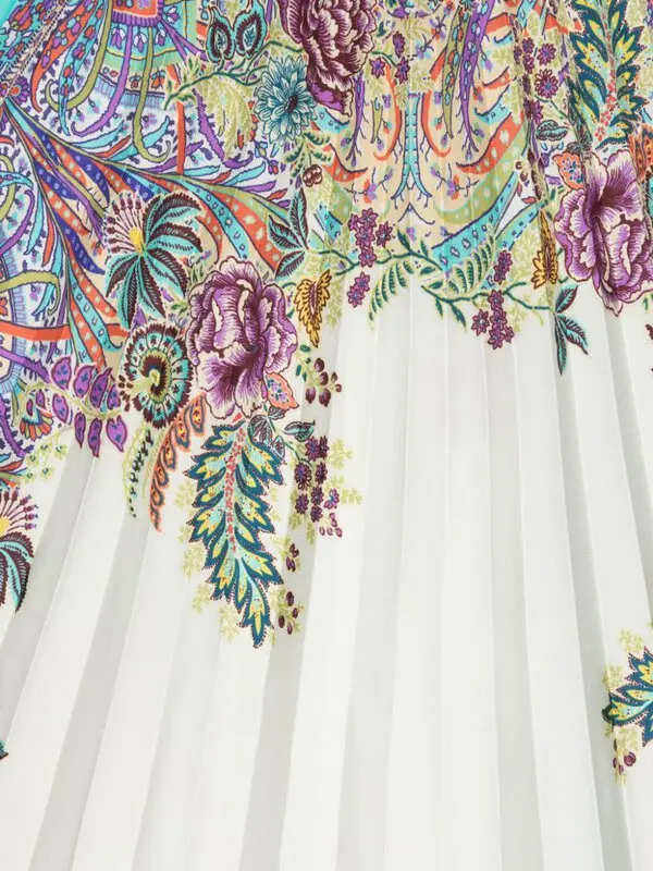 Etro Floral-print Pleated Silk Scarf - Blue