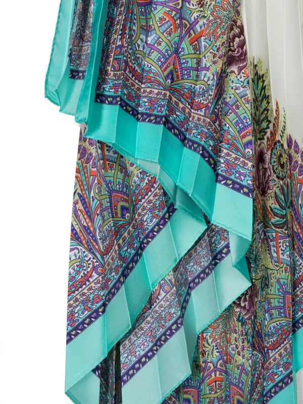 Etro Floral-print Pleated Silk Scarf - Blue